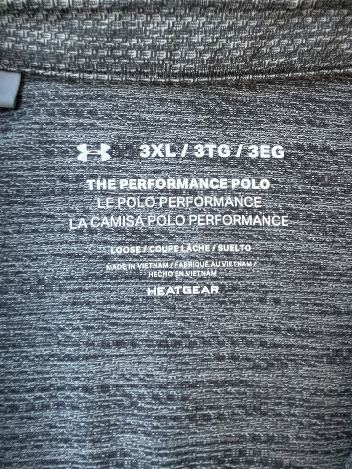 Under Armour Polo Men 3XL Gray Heather Performance S/S Golf Pickleball ...