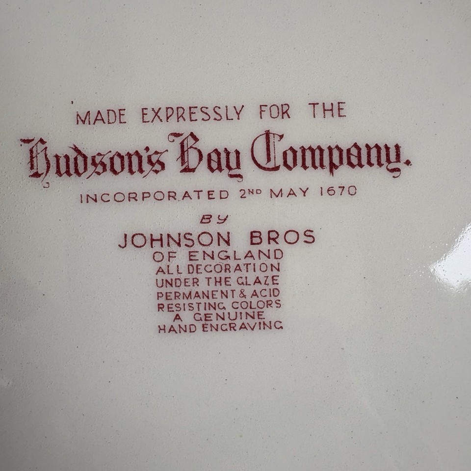 Red Transferware Plate The Hudson Bay Company 10" Johnson Brothers | eBay