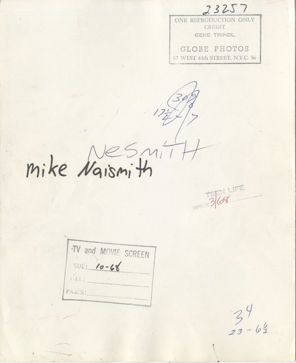 The Monkees Mike Nesmith Beanie Hat 1968 Stamped Original 8x10 Photo | eBay