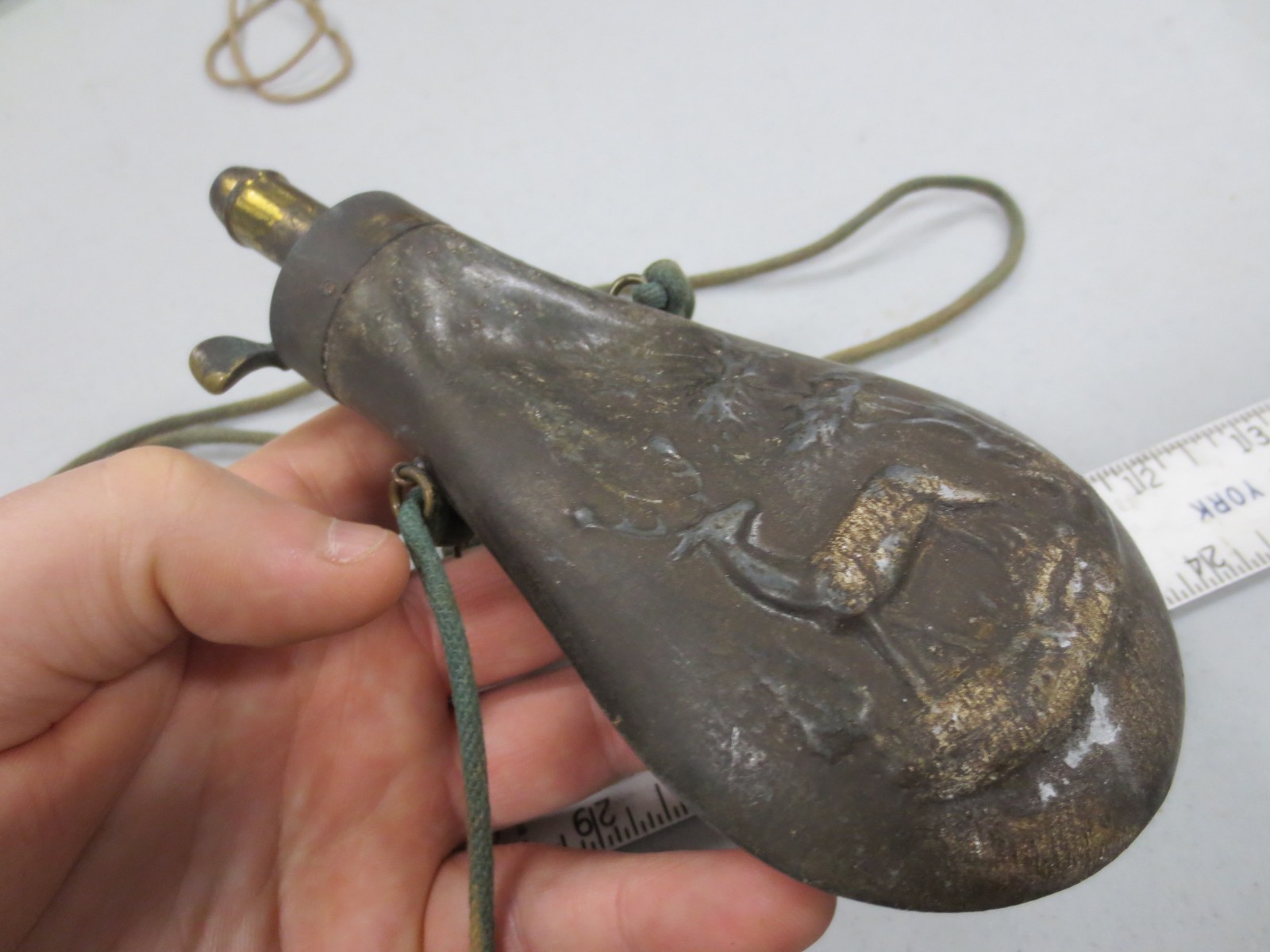 Antique Metal Black Powder/Shot Flask w/ Hunter Theme | eBay