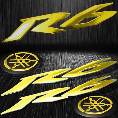 6" R6 3D Logo Emblem+2"Fairing/Fender Badge Sticker for YZF-R6/R6S ...