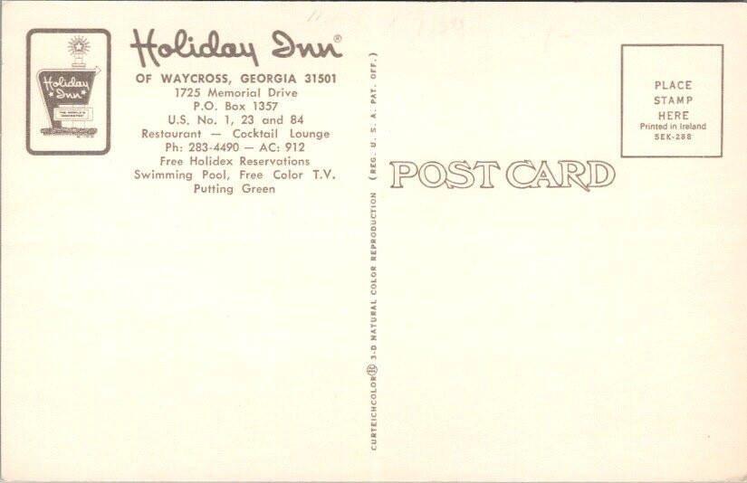 Waycross, Georgia Postcard HOLIDAY INN MOTEL Multi-View Roadside c1970s ...
