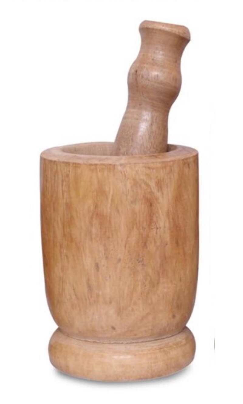 Wooden Mortar & Pestle Set Okhali / Khal Basta Spice Herb Grinder Bowl ...