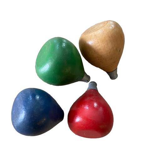 4 Wooden Toy Spinning Tops Circa 1950 Luck, Wisconsin. New Old Stock ...