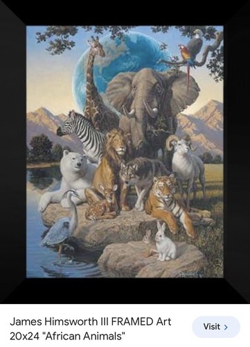 14x20 “African Animals” Print By James Himsworth With Embroidered ...