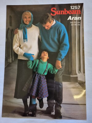 Sunbeam Knitting Pattern 1257 - Family Classic Sweater - VGC | eBay
