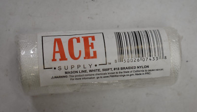 ACE Supply White Mason Line String #18 Braided Nylon 500' L Spool Reel ...