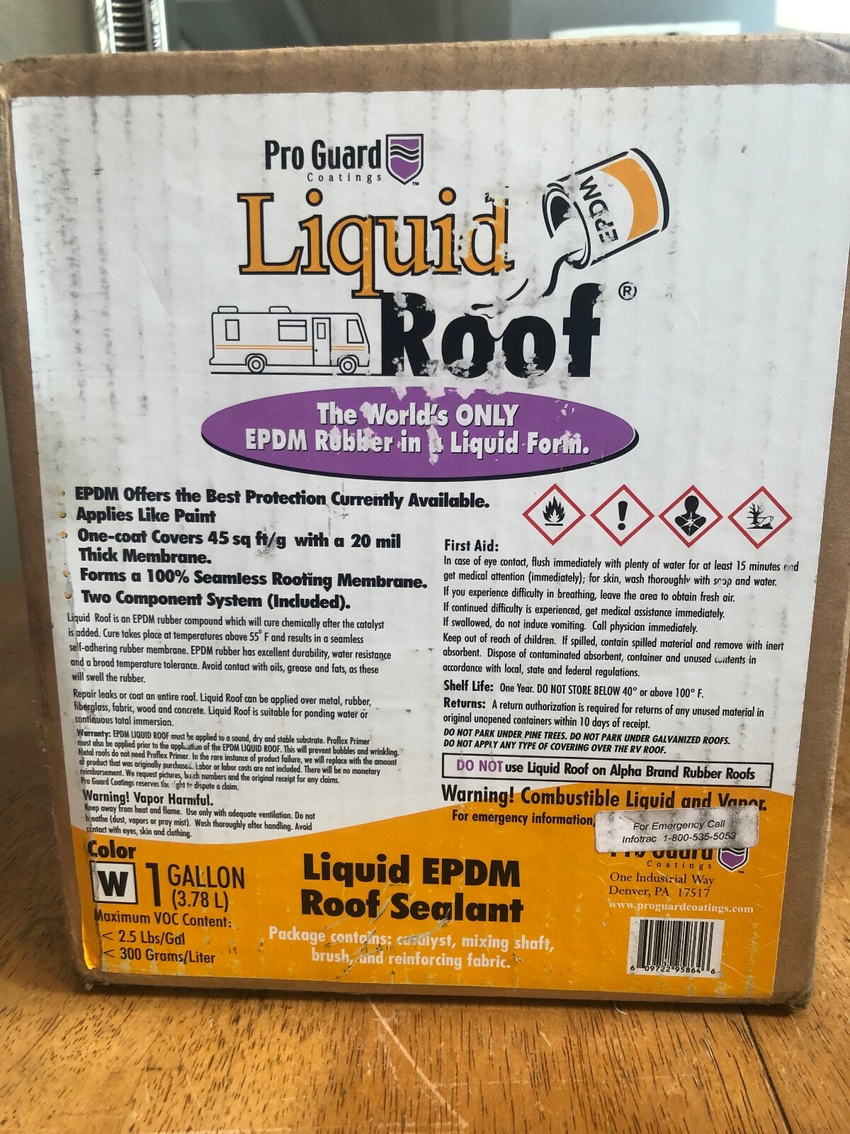 PRO GUARD COATINGS LIQUID ROOF EPDM RV ROOF SEALANT ABOUT 1/2 LEFT 20 ...