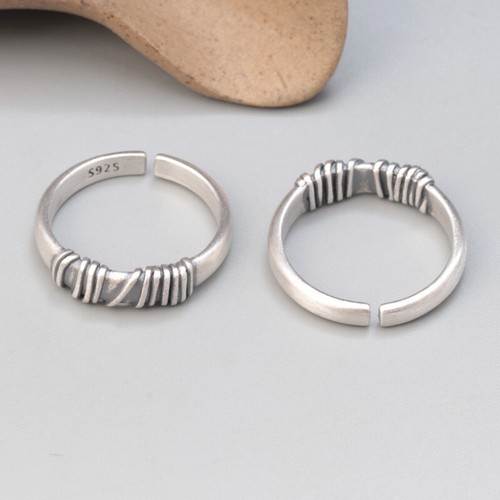 A22 Ring Band Wrapped With Silver Wire Silver 925 Adjustable Size | eBay