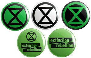 5 x Extinction Rebellion BUTTON PIN BADGES 25mm 1 INCH | Logo Climate ...