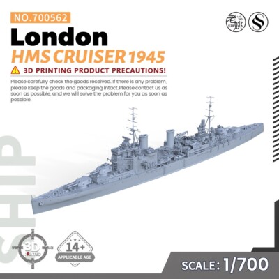 SSMODEL 1/700 Military Model Kit HMS London Cruiser 1945 WT WOW WAR ...