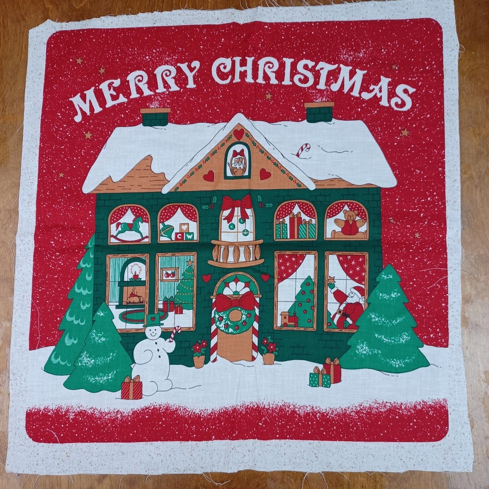Christmas Fabric Pillow Panels Welcome & Merry Christmas 2 Panels House ...