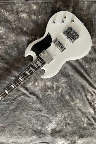 Solid Body 8 String White Electric Bass Guitar Mahogany Body Chrome ...