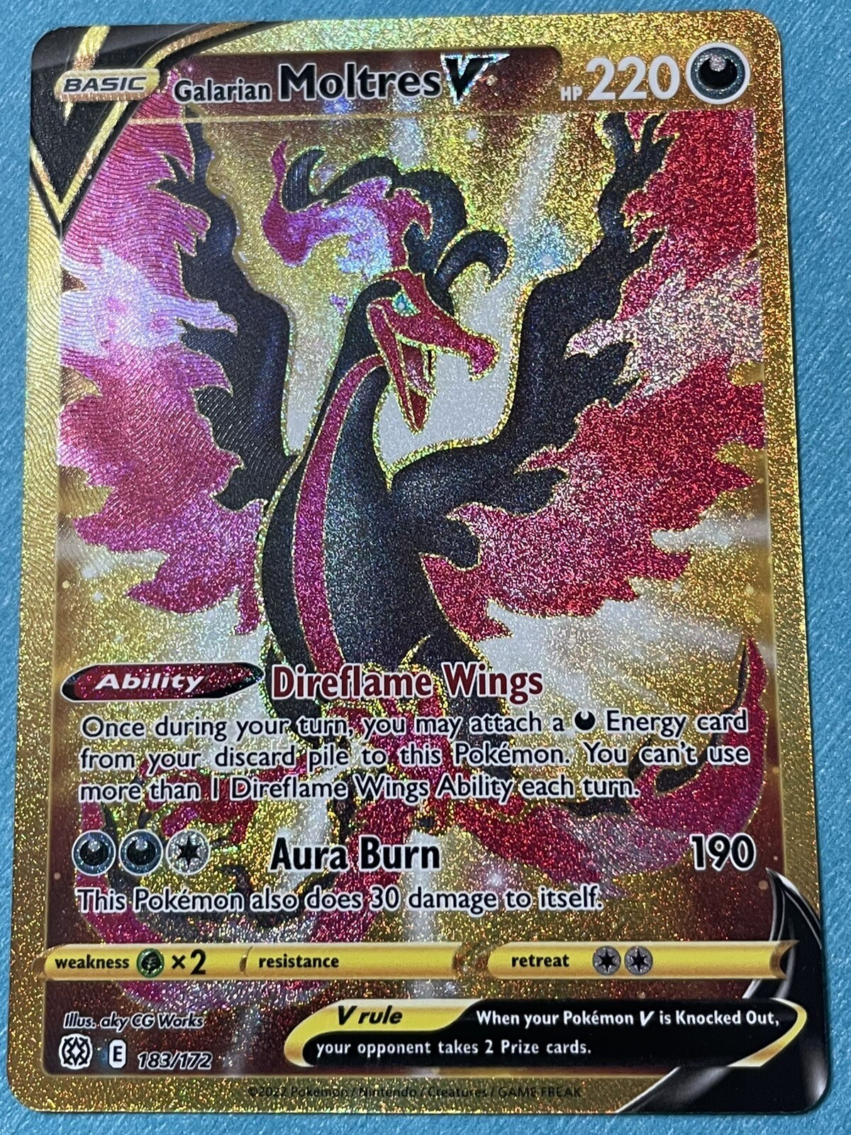 Galarian Moltres V ~ Pokemon TCG Brilliant Stars ~ 183/172 Gold Secret ...