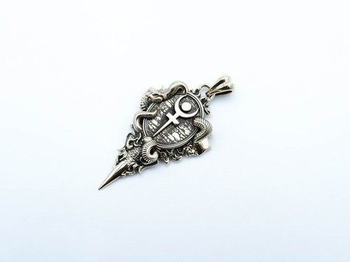 Hades Symbol Pendant with Snake Ancient Greek God Amulet Brass Jewelry ...