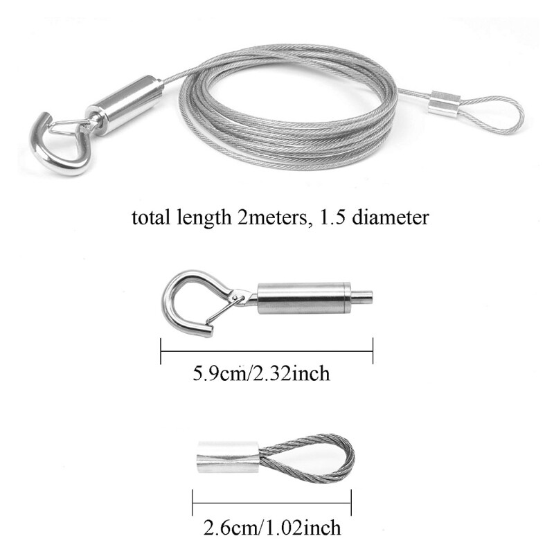 2m/78.74 Adjustable Heavy Duty Stainless Steel Wire Rope Frame Hanger ...