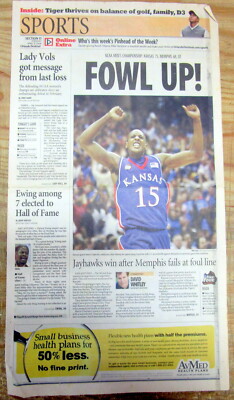 2008 newspaper UNIVERSITY OF KANSAS wins 2007-2008 NCAA BASKETBALL ...