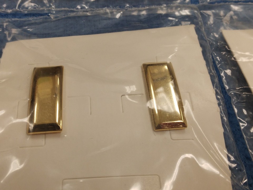 10 PAIRS OF - 2nd Lieutenant Rank Insignia Bar Pins - REGULAR SIZE -G ...