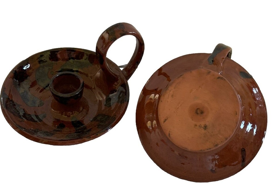 2 Henderson Pottery ? Sconces Redware Candleholders READ Maine | eBay