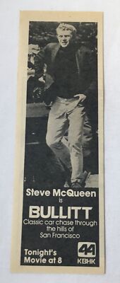 1980 KBHK tv ad ~ movie BULLITT ~ Steve McQueen | eBay