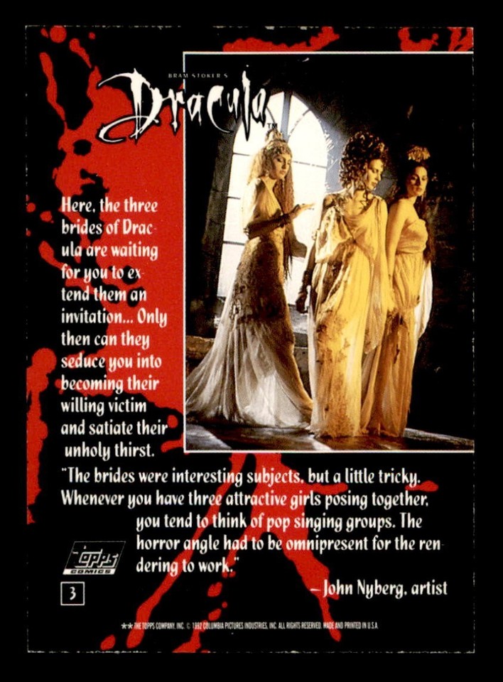 1992 Topps Comics Bram Stoker's Dracula #3 Three Brides of Drac Promo ...