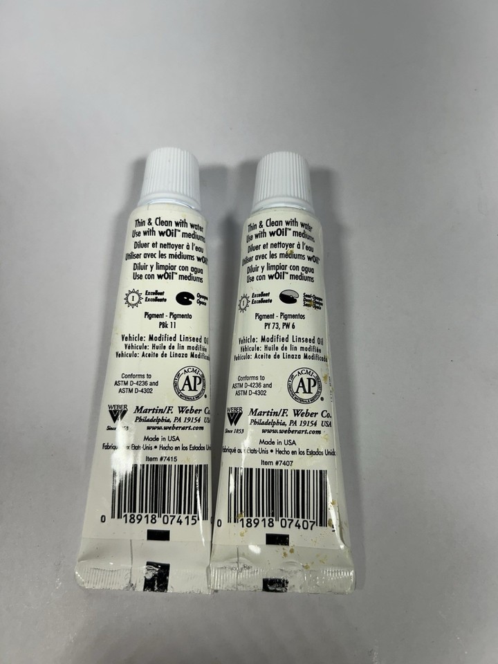 Martin F Weber Oil Paint Tubes (1.25oz / Lot of 8 Tubes) Water Mixable ...