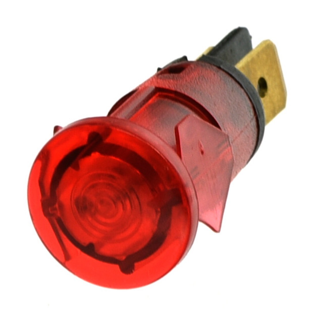 SIGNALLAMPE D 13MM ROT 230V ANSCHLUSS FLACHSTECKER 6,3MM TEMP.BEST. 120 ...