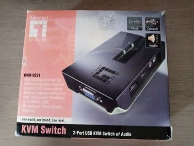 LEVEL ONE KVM-0221 2-Port USB KVM-Switch with 2x VGA/USB Cables | eBay