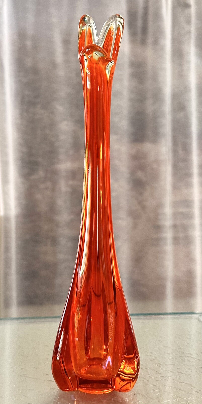 Vases Mid Century Modern Swung Orange Transparent Glass Amberlina - Set ...