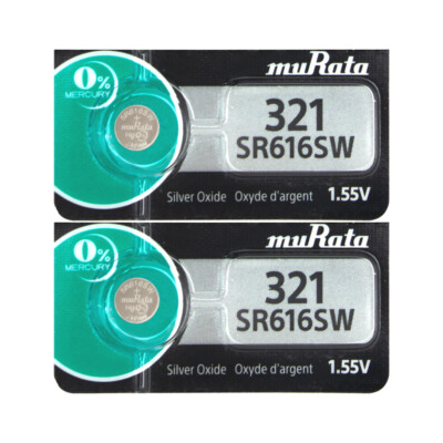 2 Murata Silver Oxide SR616SW SR616W SR616 1.55V Watch Battery ...