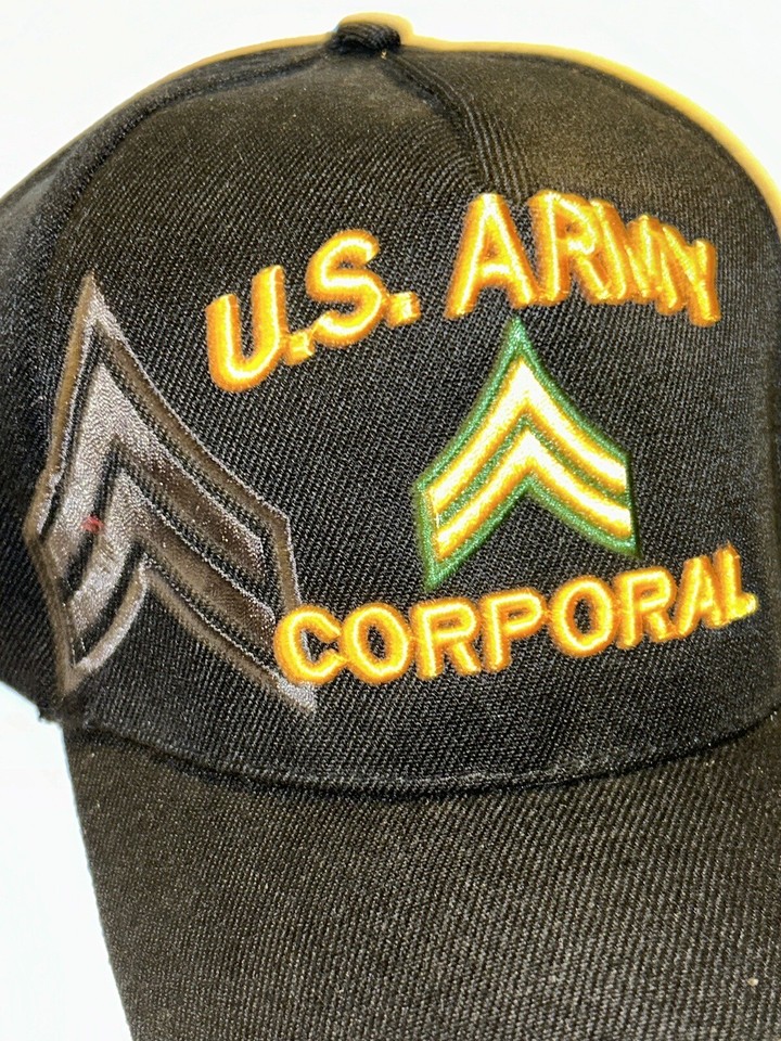VETERAN HAT / US ARMY CORPORAL (BLACK HAT) - ADJUSTABLE STRAP/ONE SIZE ...