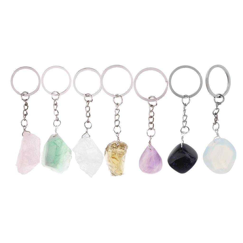 2X Natural Crystal Gemstone Key Ring Key Chain Bag Pendant Opal | eBay