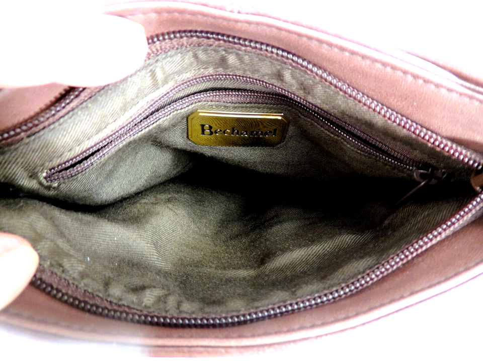 BECHAMEL Crossbody Shoulder Bag Purse Handbag Brown Vegan Leather Zip ...