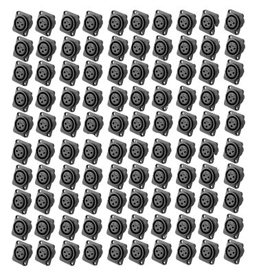 (100 PACK) NEUTRIK NC3FPP 3-PIN XLR Female Panel Mount Non-Latching ...