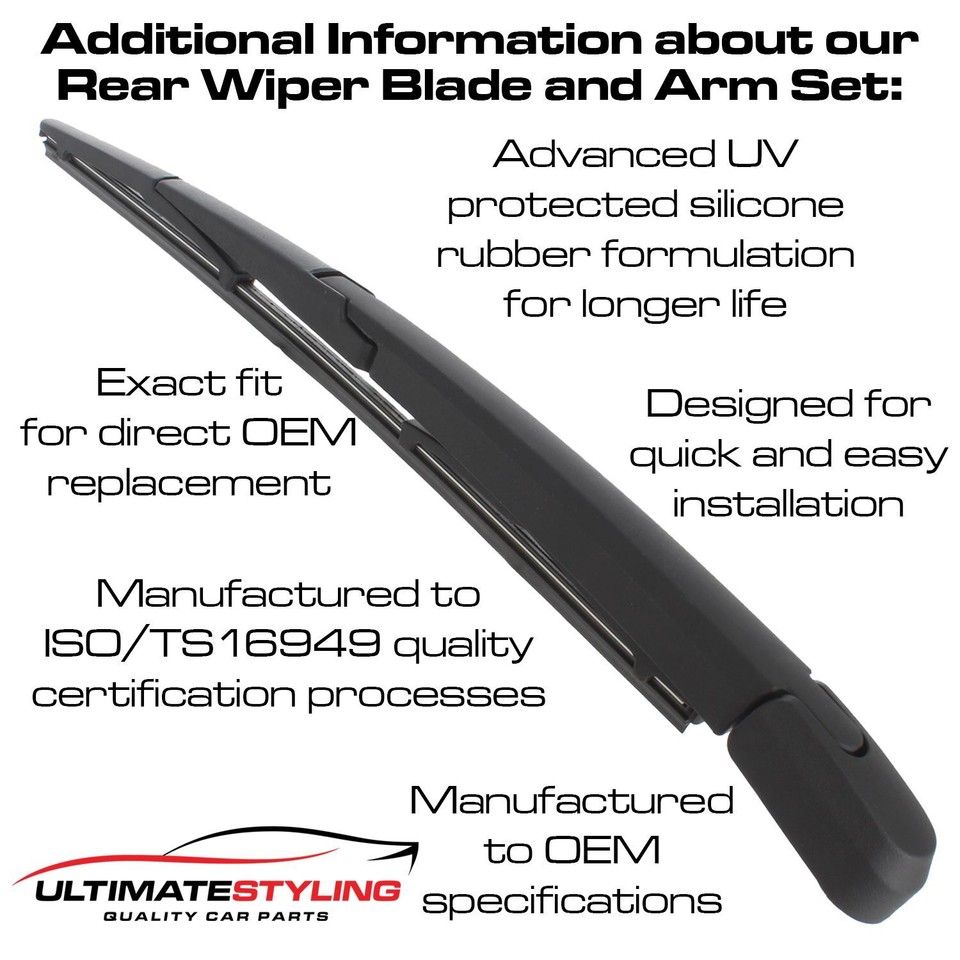 Rear Windscreen Wiper Arm & Blade Set 16" Inch Skoda Octavia Hatchback ...