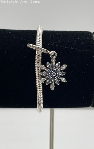 Pandora Silver Tone Crystalized Snowflake Dangle Adjustable Charm ...