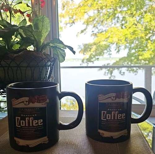 Cracker Barrel Coffee Mugs Cups Set/2 Large Brown "Old Fashioned ...