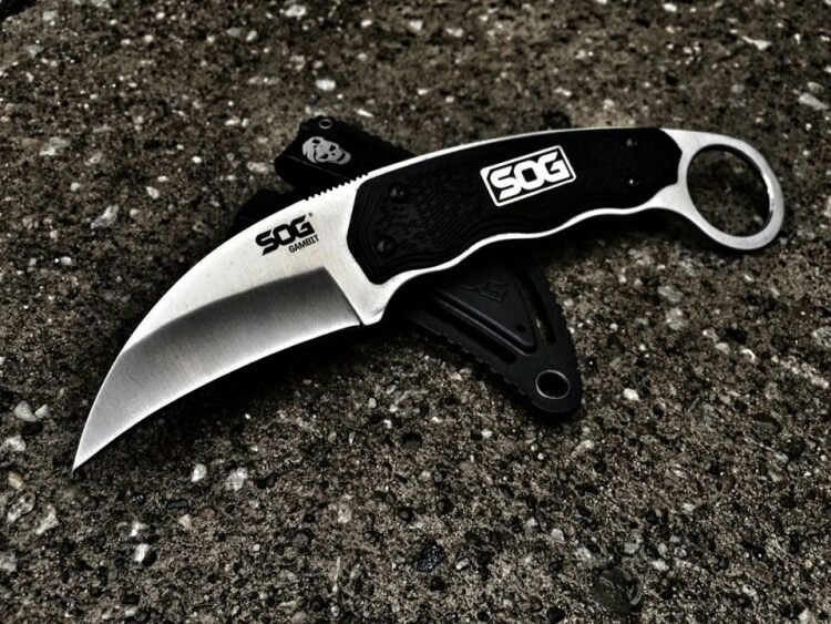 Sog gambit tactical fix blade karambit.hard sheath with 360 belt clip ...