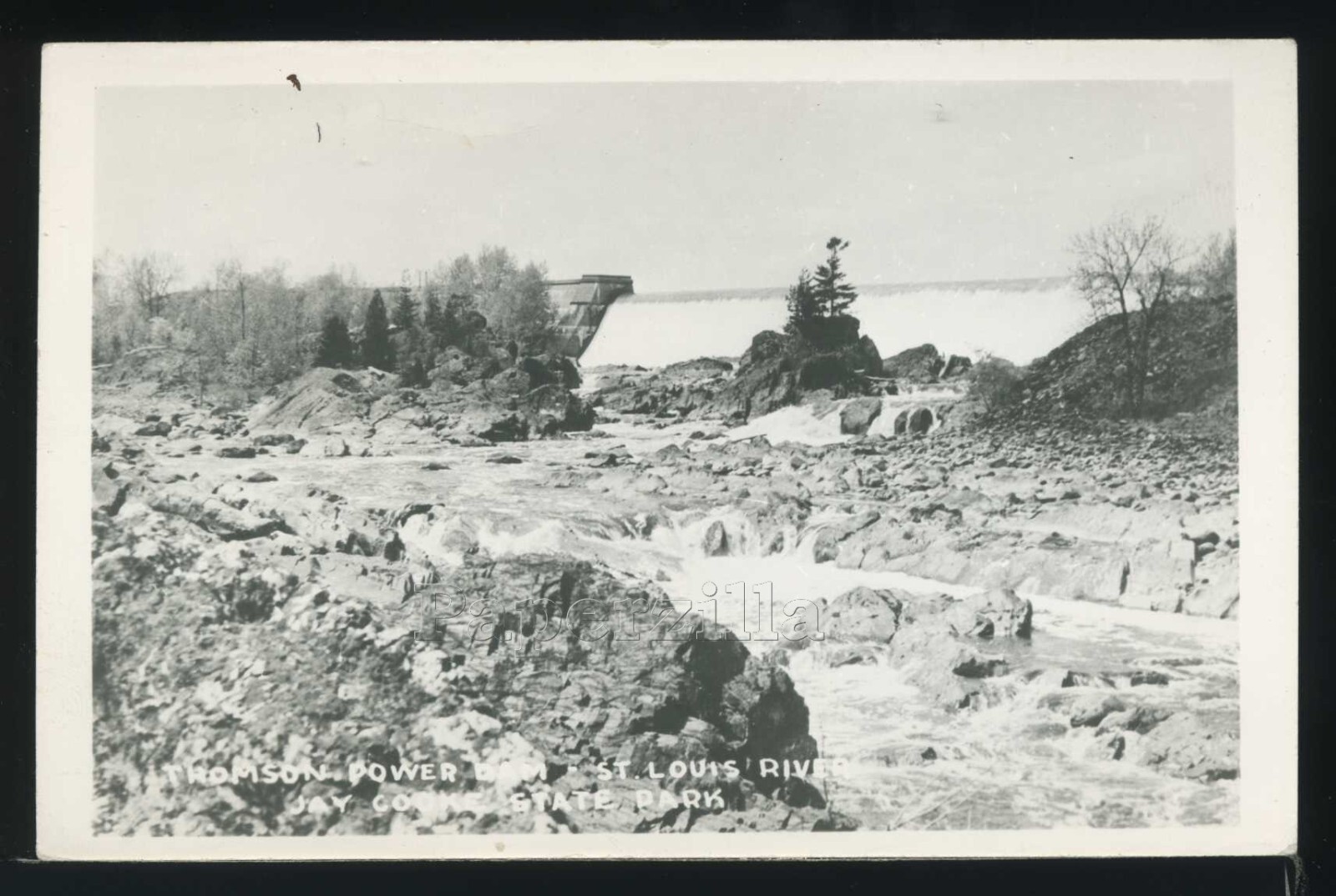 MN Carlton County RPPC 1940's THOMSON POWER DAM St. Louis River a GNRR ...
