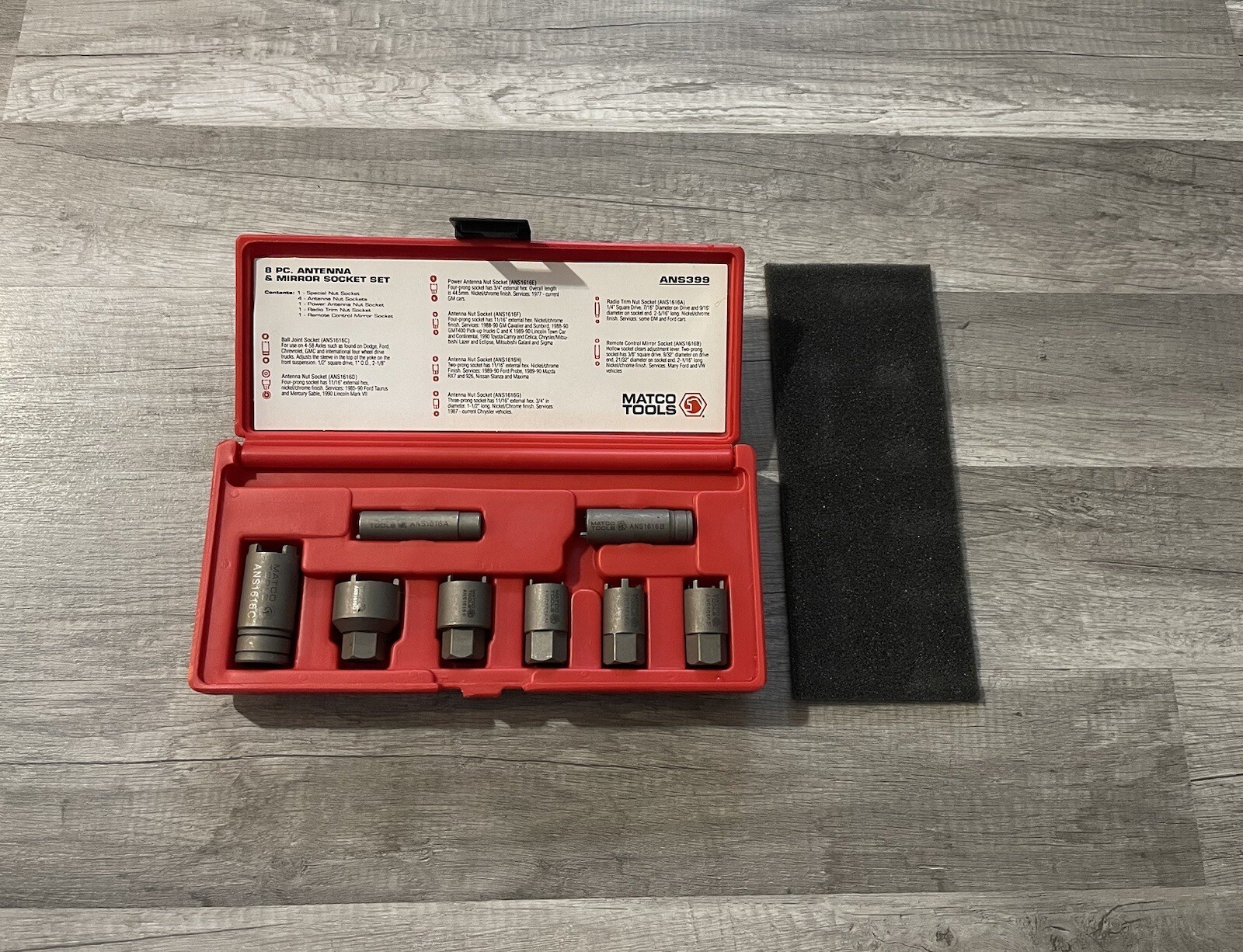 Matco Tools 8 PC Antenna and Mirror Socket Set ANS399 for sale online ...