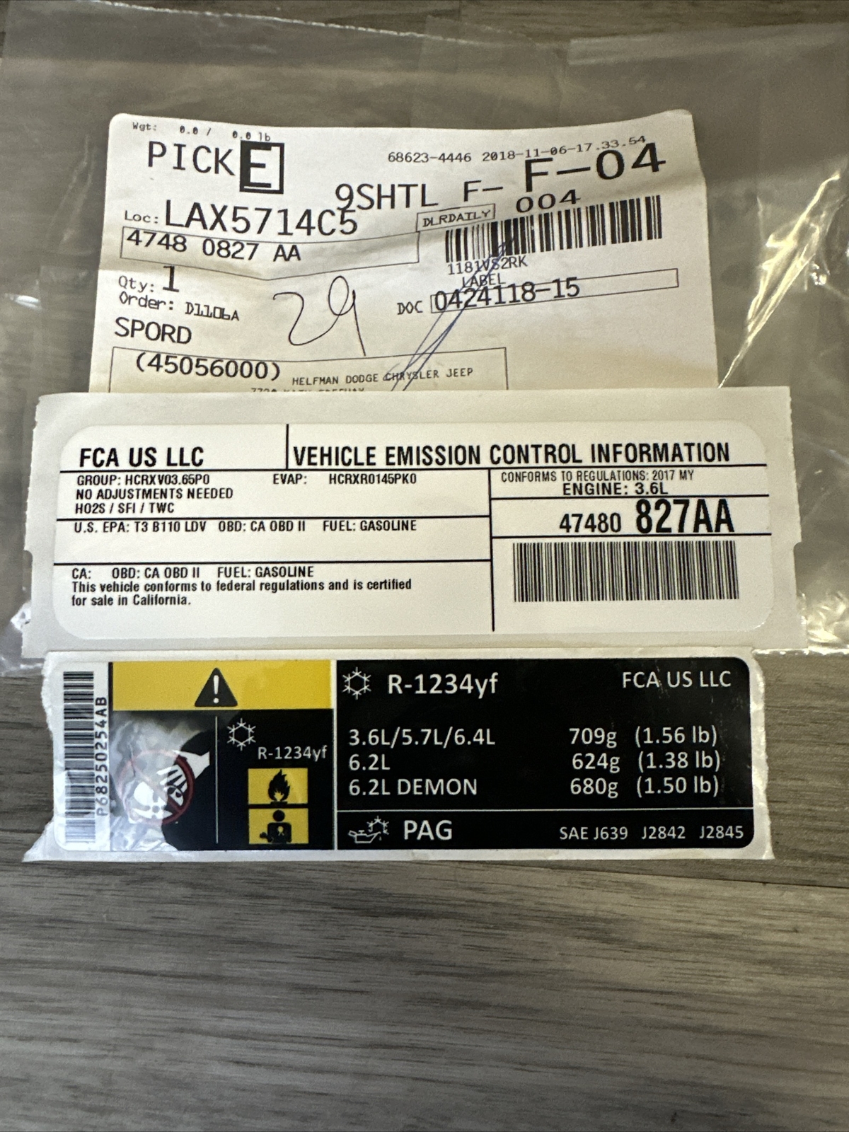 Genuine Mopar Veci Emissions Label 47480827AA | eBay