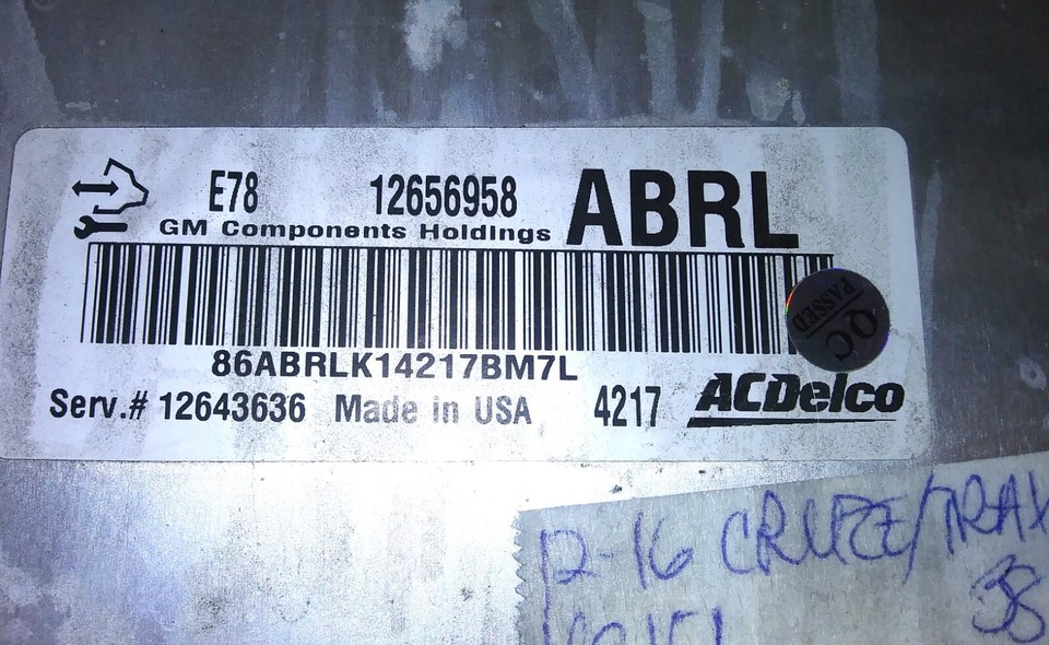 12656958 ecm ecu computer 2012-2016 Chevy Cruze or Trax **TESTED GOOD ...