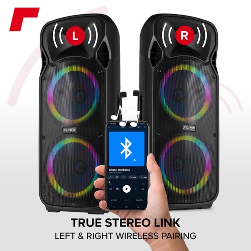 Fenton FT212LED MK2 Portable PA System - 1400W Wireless Speaker with ...