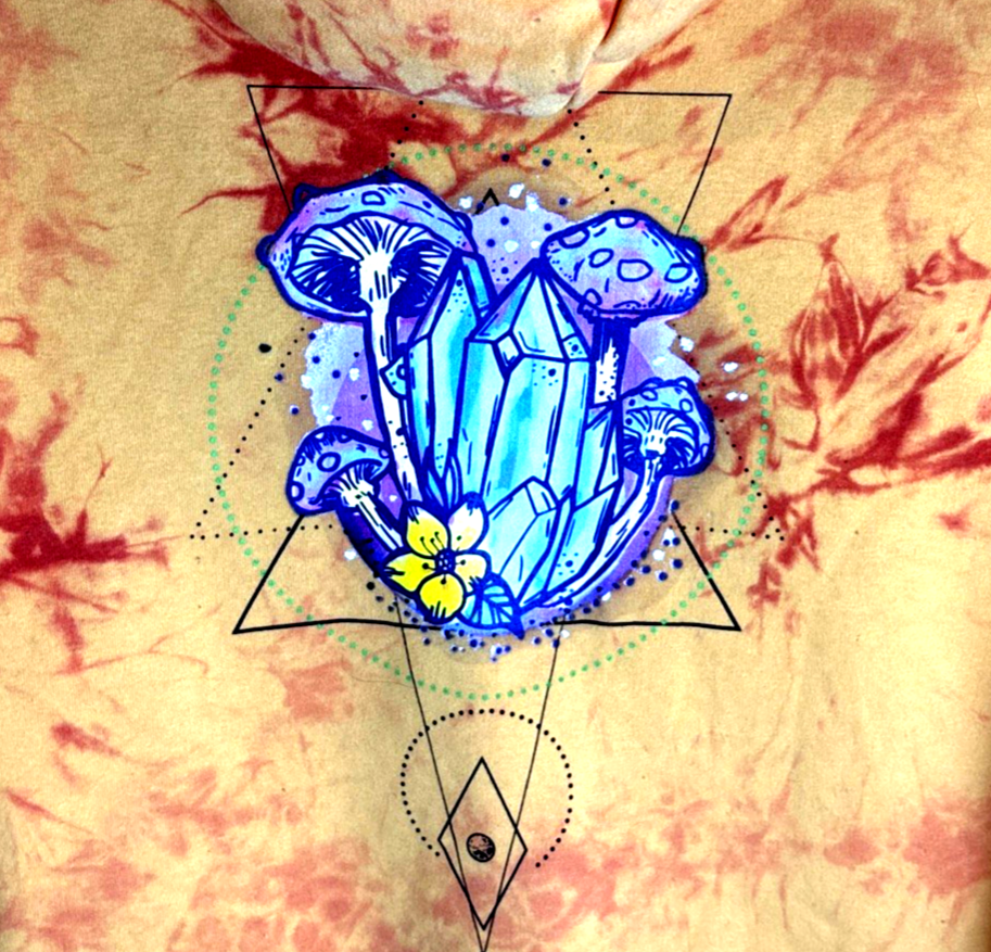 Empyre Crystal Mushroom Tie Dye Hoodie Size Large Orange Psychedelic ...