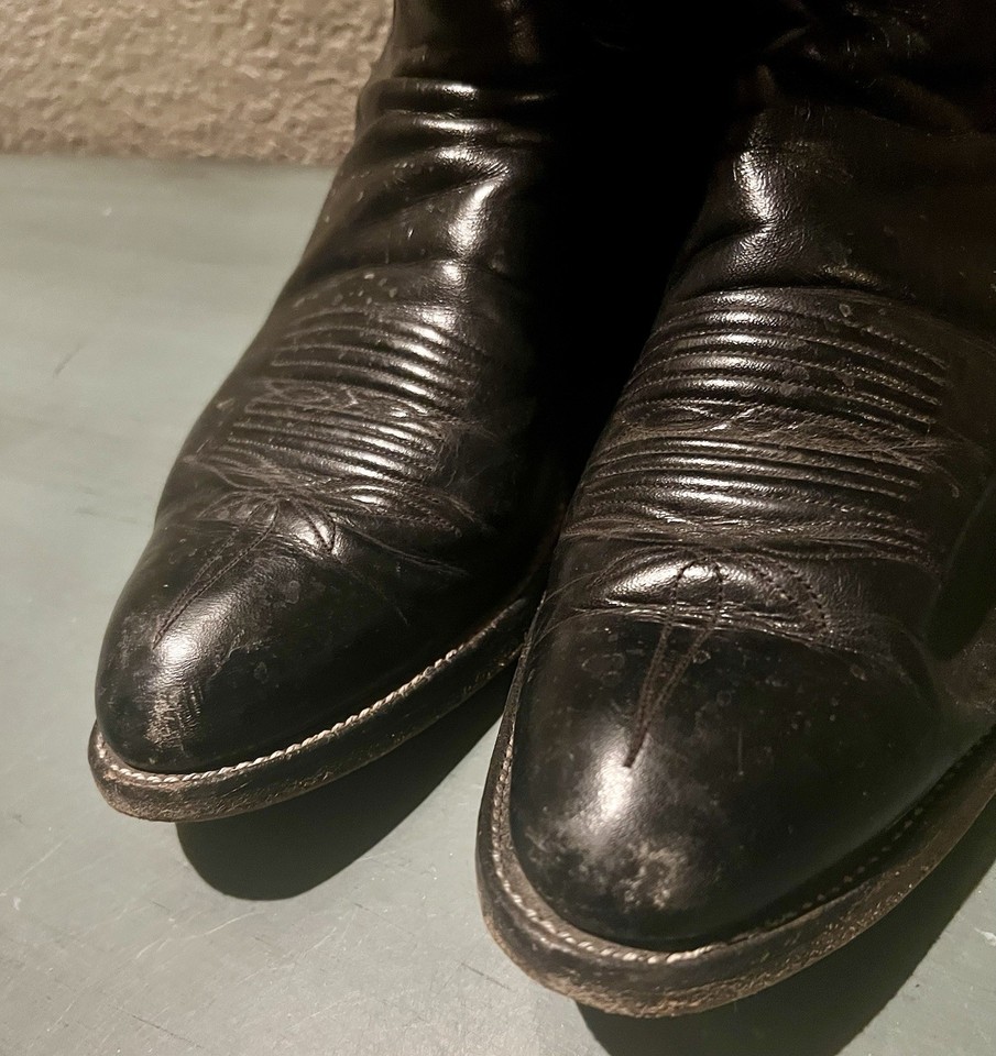 M.L. Leddy Classic Black Cowboy/Western Boots 185/7M Pointy Toe | eBay