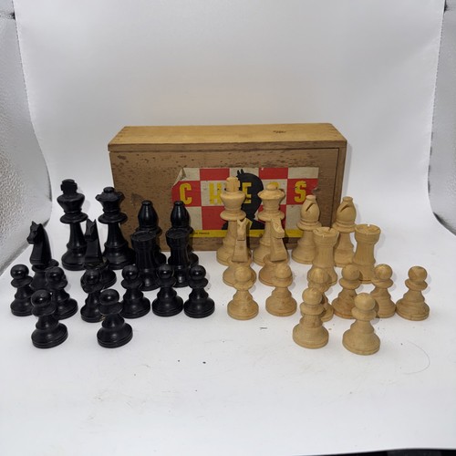 Vintage Boxed Wooden Chess Pieces Set | eBay