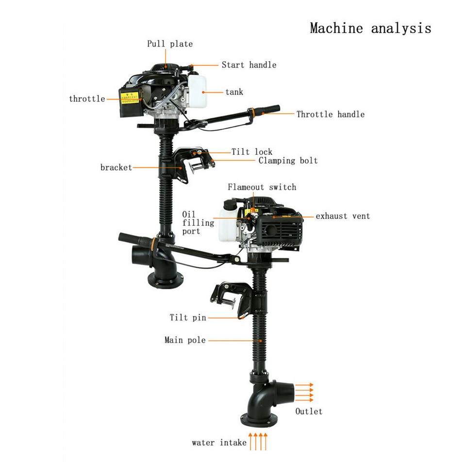 4.0 HP Outboard Motor 4 Stroke Gas Motor Boat Engine Long Shaft Air ...