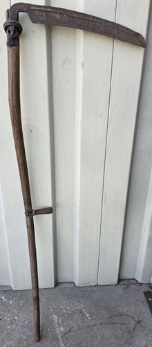 Vintage Antique 61" Long Scythe Hay Grain Sickle Farm Tool 21" Blade ...