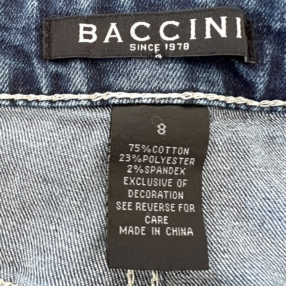 BACCINI Women's Stretch Grommets Blue Denim Jeans Size 8 Mid Rise ...