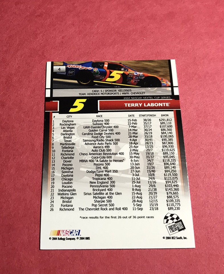Terry LaBonte 2005 Press Pass #4 NNCS NR MT | eBay